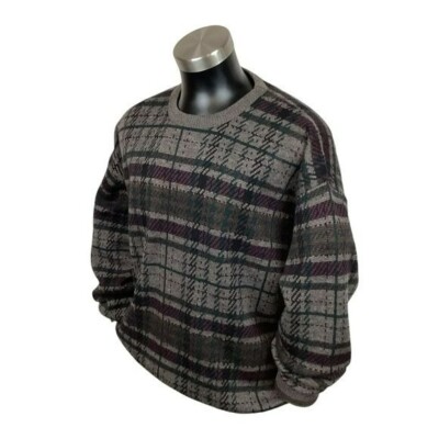 Idea Uomo Mens XL Crew Neck Striped Sweater Grandpa, Grunge | eBay