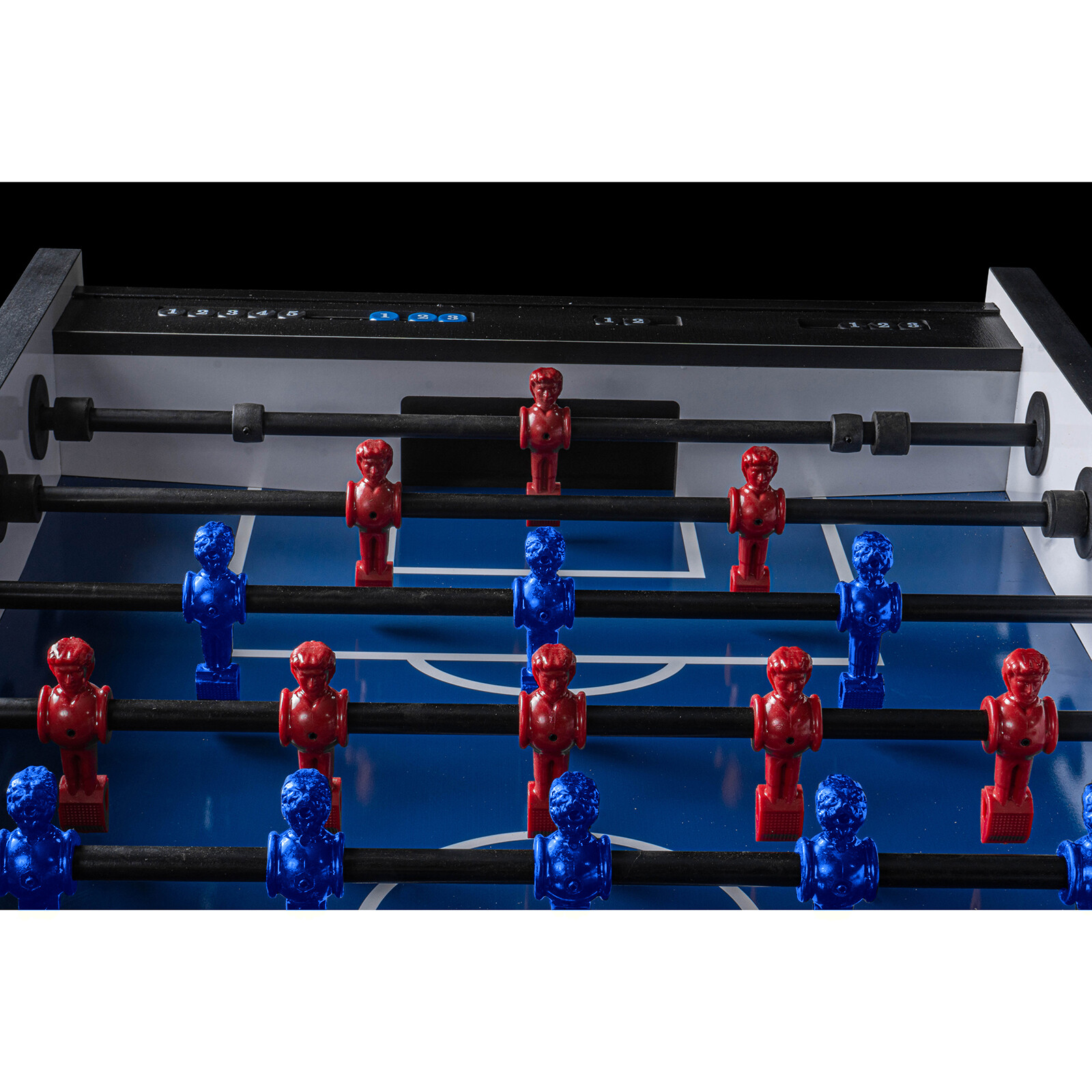Fußball Tischkicker Turnier Fireball blaues Spielfeld Figuren Blau Rot ...