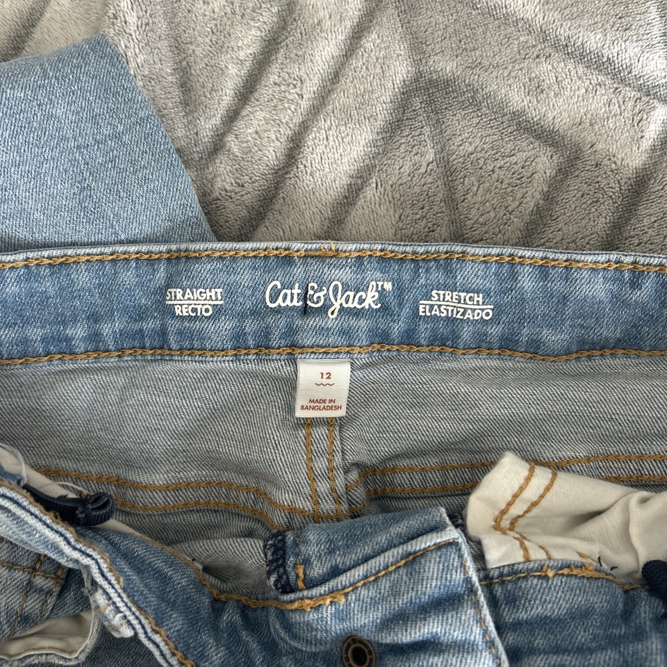 Cat and Jack Boys Jeans Light Blue Wash Size 12 Straight Stretch ...