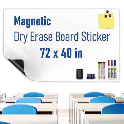 Large Magnetic Whiteboard Sticker Dry Erase Board for Wall - Adhesive ...
