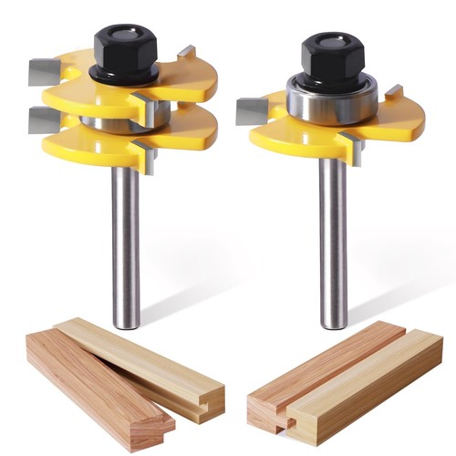 Tongue and Groove Router Bit Set of 2 Pieces, 1/4 Inch Shank, 3 Teeth ...