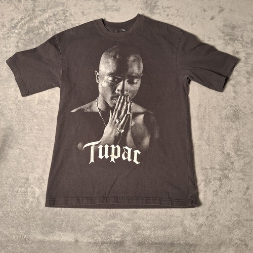 Vintage Style Y2K Tupac Hip Hop Rap Performer Graphic Black Tee Size ...