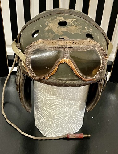WW2 Tanker Helmet M1938 With HS-18 Headset And M1943 Goggles | eBay