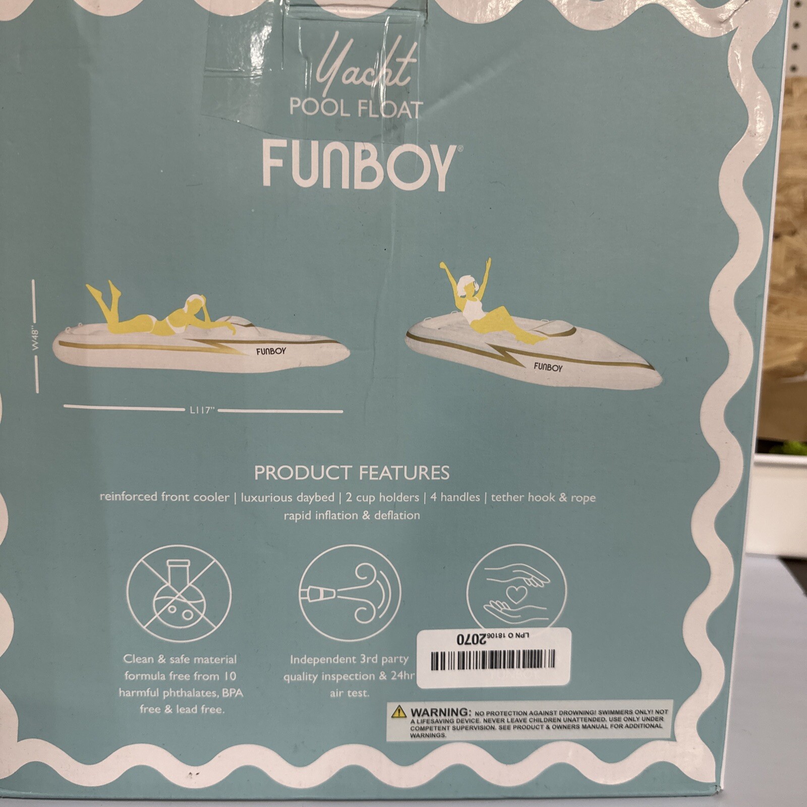 FUNBOY Giant Inflatable Yacht Pool Float With Cooler, Cup Holders ...