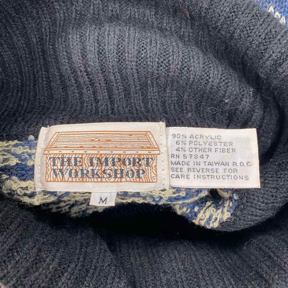 Vintage The Import Workshop Sweater Medium Patterned Turtleneck Grandma ...