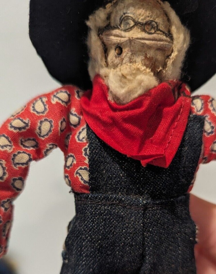 Two Vintage Small Folk Art Cloth Dolls with Walnut Heads | eBay