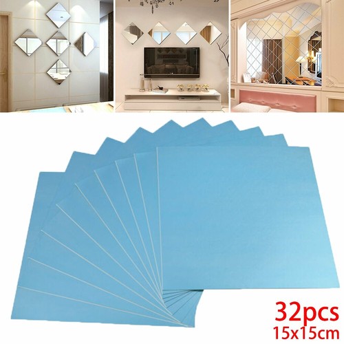 Reflective Mirror Stickers Self-adhesive Home Bathroom Room Film Wall ...