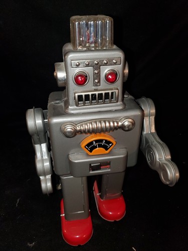 Classic SMOKING SPACE ROBOT: 12" Tin Battery Operated - Gray / HaHa ...