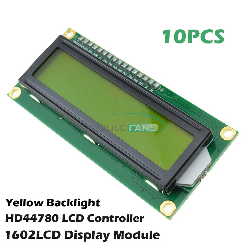 10PCS 1602 16x2 HD44780 Character 1602 LCD Display Module LCM Yellow ...