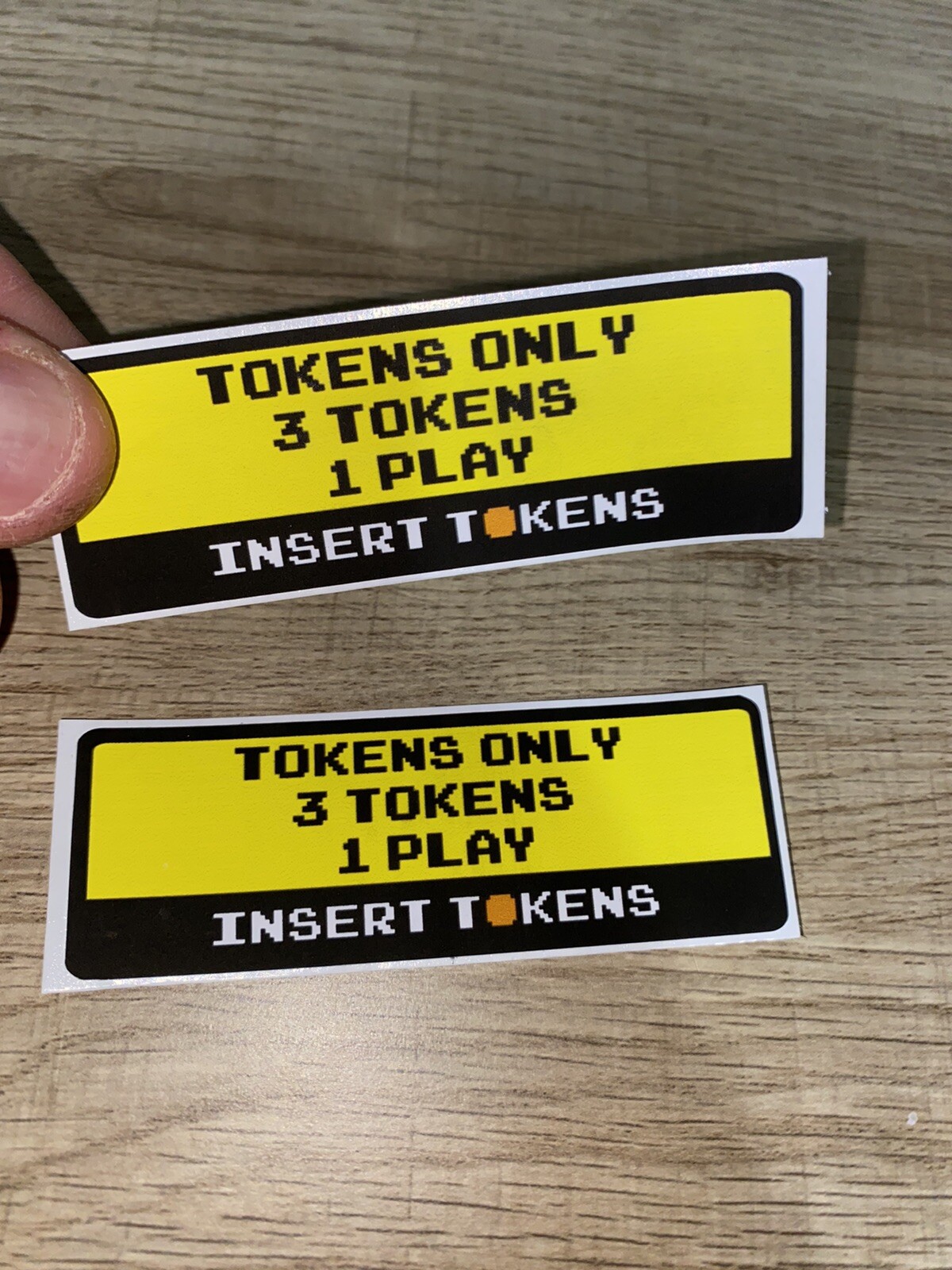 PINBALL & ARCADE COIN DOOR/GLASS STICKERS, LABEL, DECAL - 3 TOKENS = 1 ...