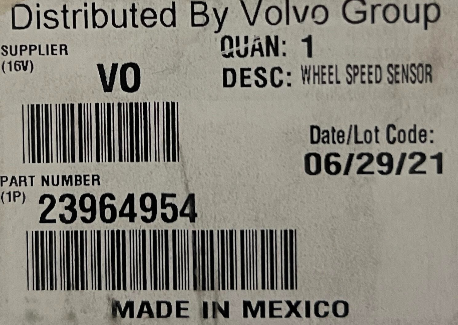 23964954 Abs Wheel Speed Sensor for Volvo for sale online | eBay
