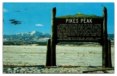 Pikes Peak Colorado Sign Snow Mountains Sign Eisenhower Stamp | eBay