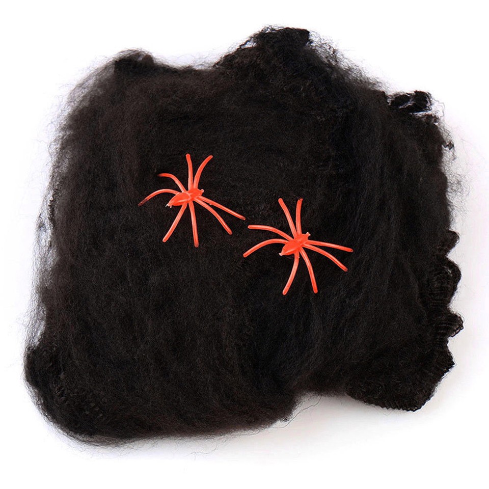 HALLOWEEN DECORATION SPIDER WEB SPIDERS STRETCHABLE COBWEB FANCY DRESS ...