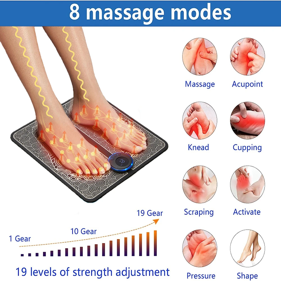 Portable Electric Foot & Neck Massager Pad Blood Circulation Muscle ...