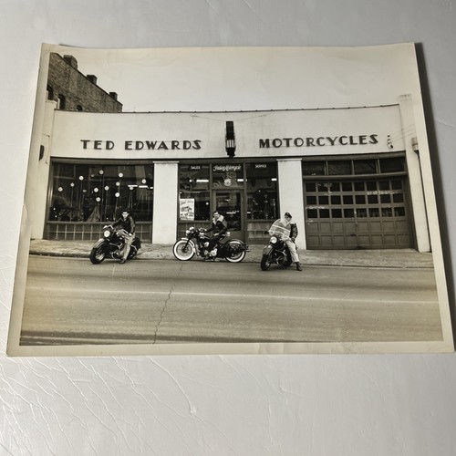 Vtg 1940s Indian motorcycle Photograph Ted Edward’s Photo 8 x 10 | eBay