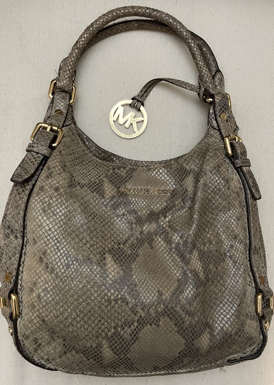 Michael Kors Bedford Med Python Snake Embossed Leathe… - Gem