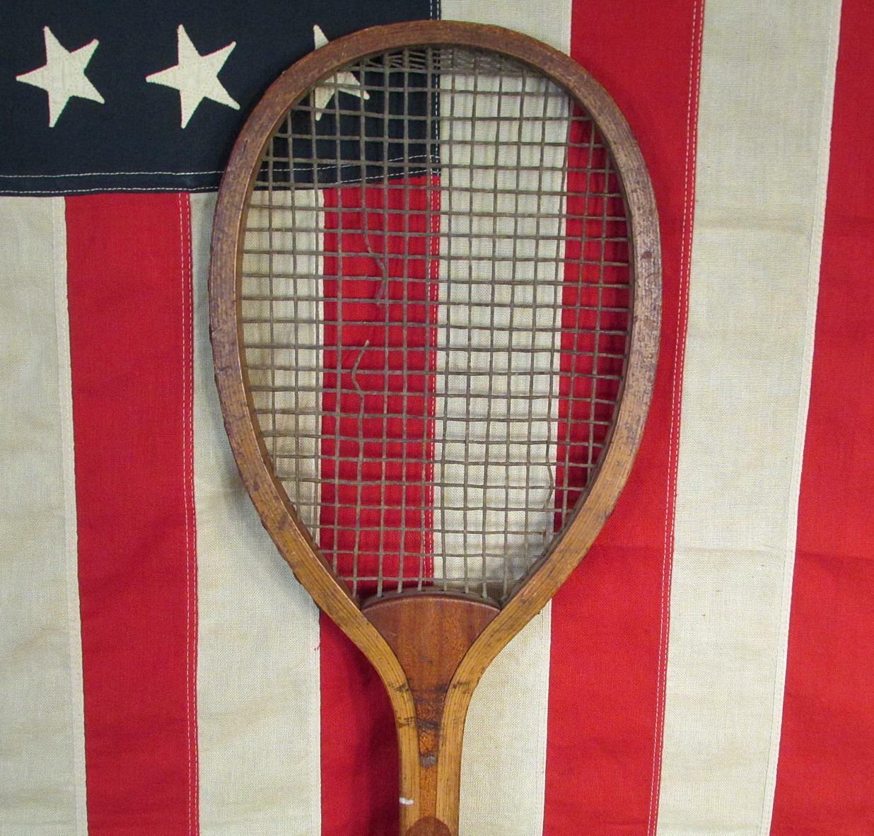 Vintage 1910s Simmons American Wood Tennis Racquet Baseball Logo ...
