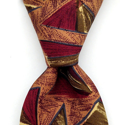 ROBERT TALBOTT Studio Men's 100% Silk Tie Designer Geometric Lt. Brown/Multi EUC | eBay
