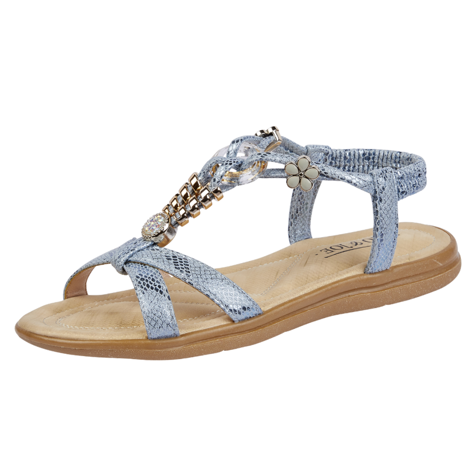 Jo & Joe Ladies Open Toe Elastic Slingback Slip On Strappy T-bar Flat ...