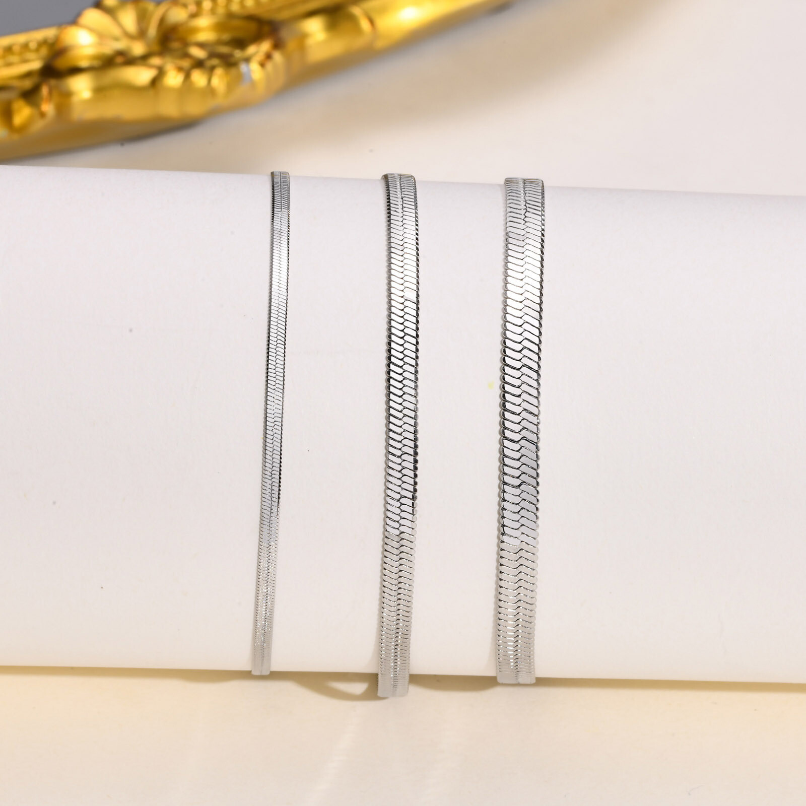 18K Gold/Silver Bangles 2/3.2/4/6mm Men's Stainless Steel Bracelet 15 ...