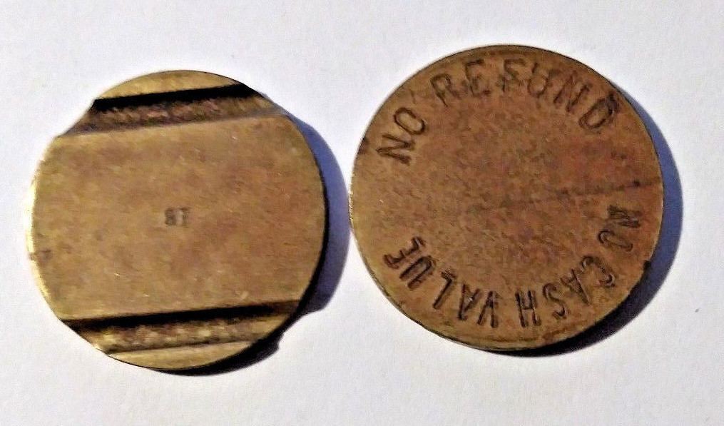 2 no cash value No refund Grooved Brass Tokens 18 telephone | eBay