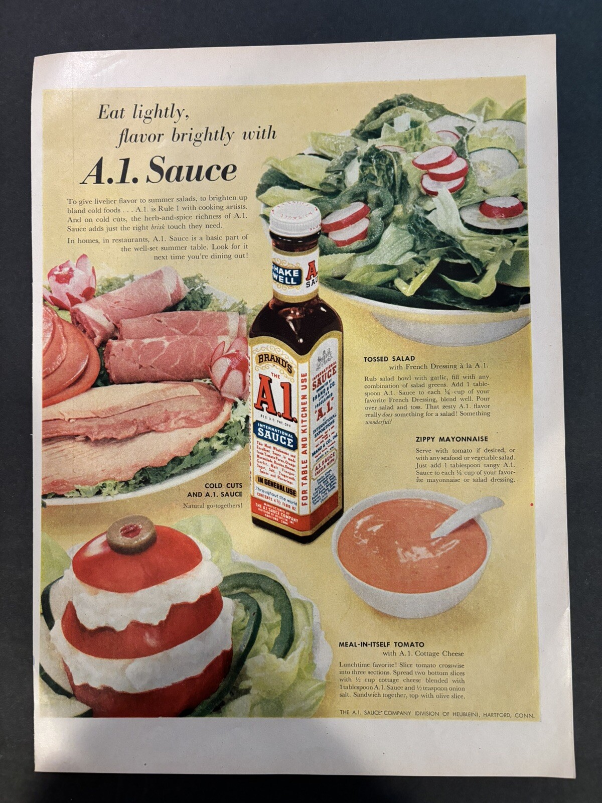 Vintage 1950s Advertising, The A1 Sauce Company, A.1. Sauce | eBay