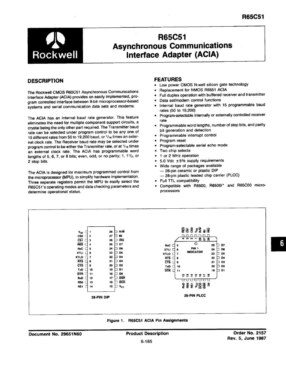 65C51 G65SC51PI-2 R65C51P2 Asynchronous Communications Interface Adapter | eBay UK