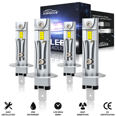 H1 H1 LED Headlight Super Bright Bulbs Kit 8000K White 330000LM High ...