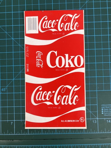 Caco-Colo Coko Parody Soda Can Label Proof Red White 12 FL OZ 355ML All ...