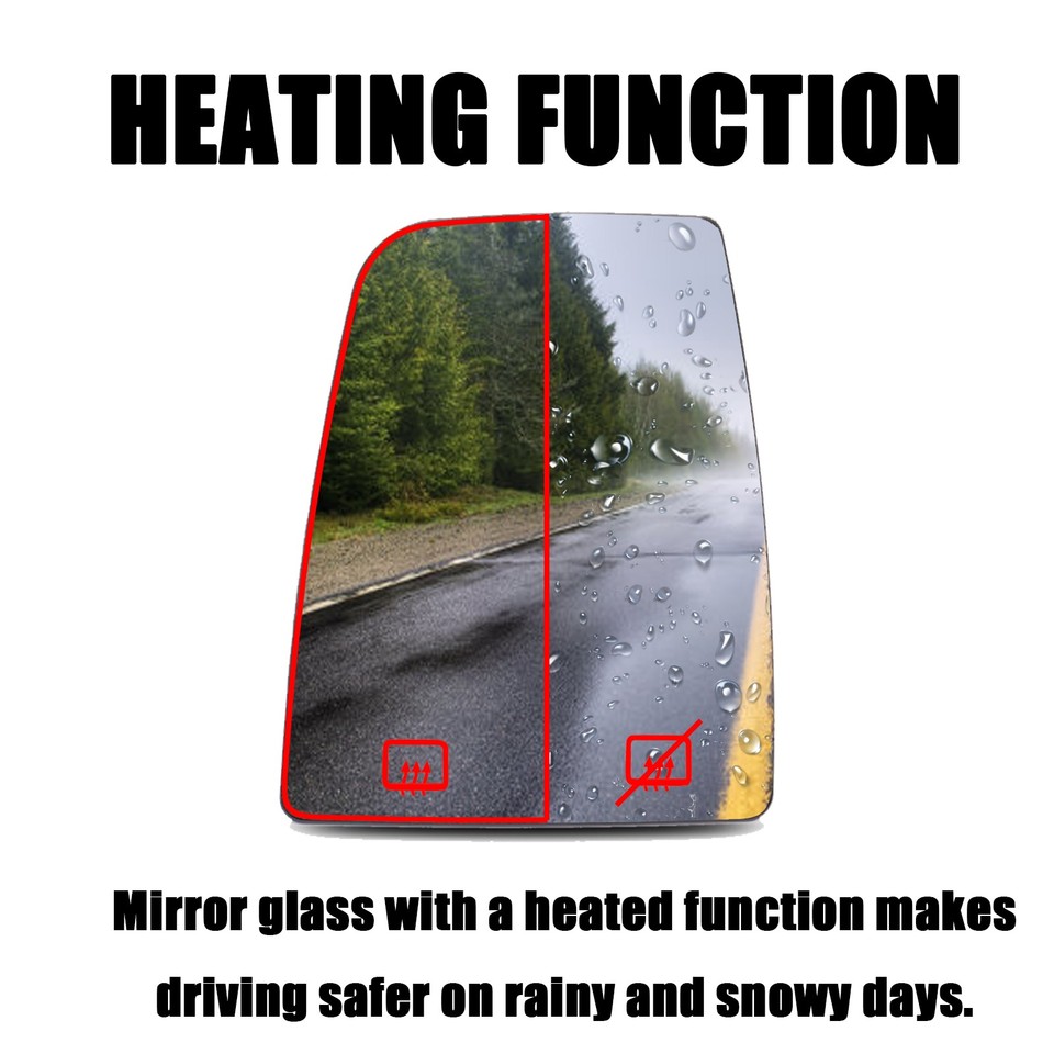 Left Side Mirror Glass Wing Upper Heated For Ford Transit 150 250 350 ...