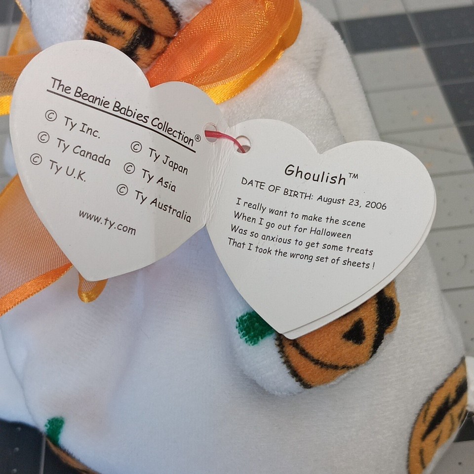 TY Ghoulish Halloween Beanie Ghost 2006 Jack Lantern Stuffed Holiday ...