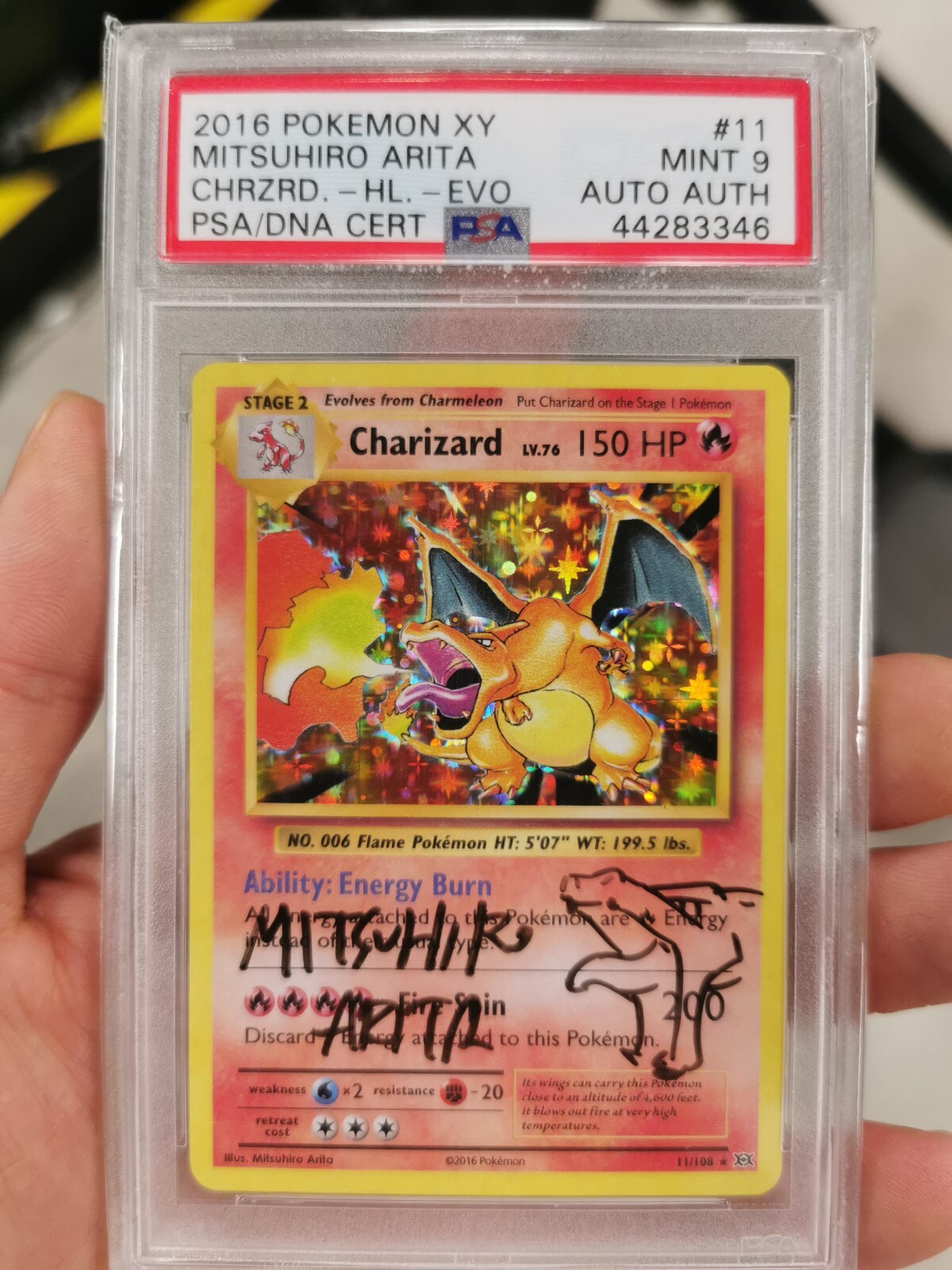 2016 Pokémon XY Charizard Holo 11/108 Signed MITSUHIRO ARITA - PSA 9 ...