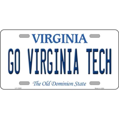 Go Virginia Tech License Plate Metal Sign Plaque Art Car Truck Wall ...