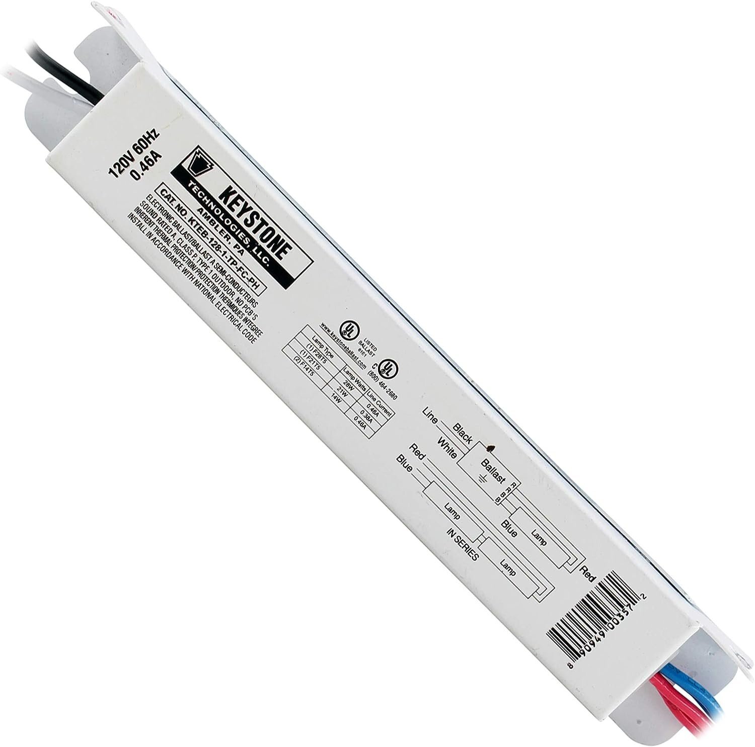 Keystone KTEB-128-1-TP-FC-PH 1-Lamp 28 Watt T5 Fluorescent Ballast ...