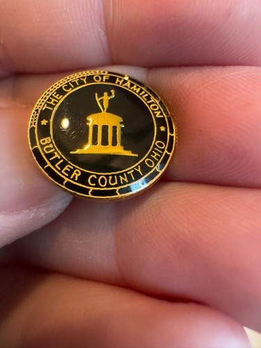 Vintage The City of Hamilton Butler County Ohio Crest Shield Lapel Pin ...