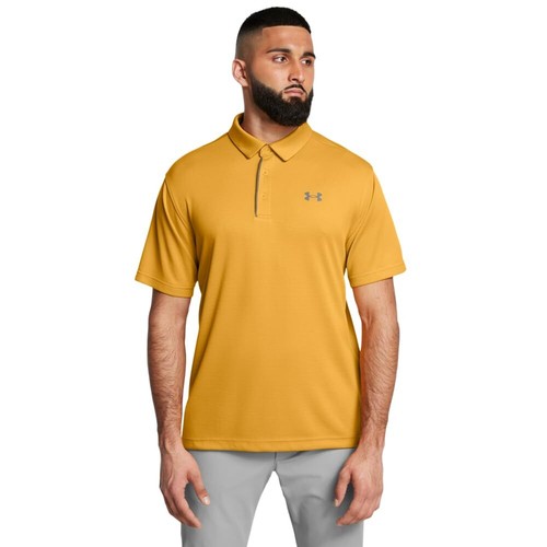Under Armour Men's Tech Golf Polo, (711) Golden Yellow / / Pitch Gray ...