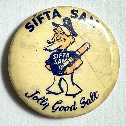 c1950s Sifta Sam Jolly Good Salt Pipe Smoking Sailor 1" Celluloid ...