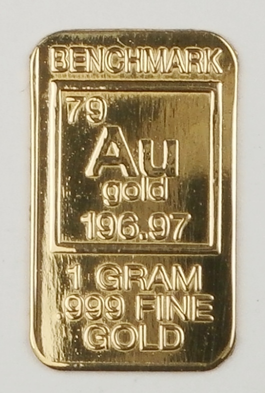 GOLD 1GRAM 24K PURE GOLD BULLION BENCHMARK ELEMENTAL BAR 999 FINE GOLD ...