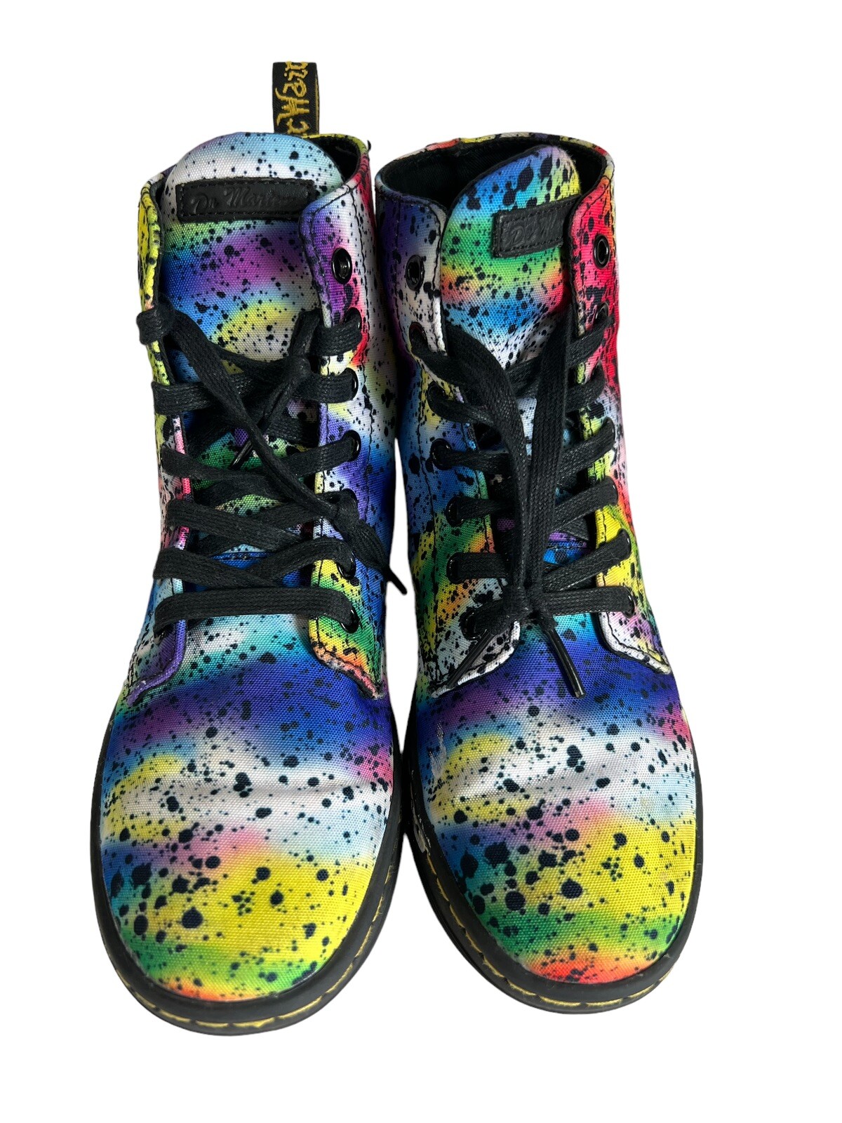Dr Martins Hackney Paint Splatter Graffiti Combat Boo… - Gem