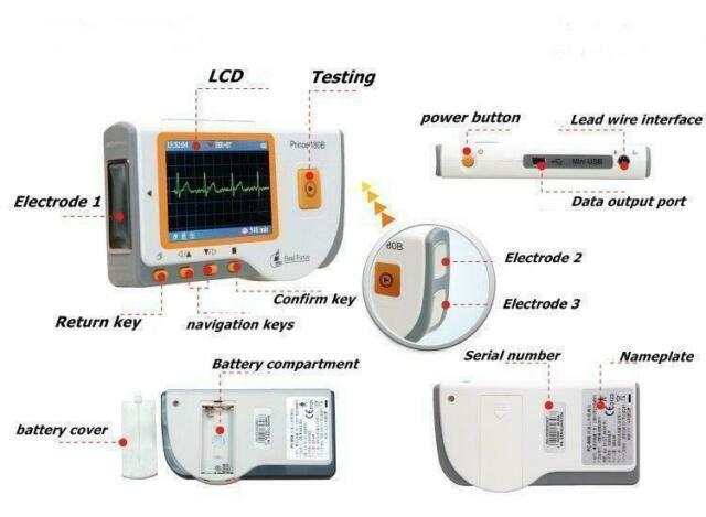 Portable ECG EKG Machine Detector Monitor Electrocardiogram ...