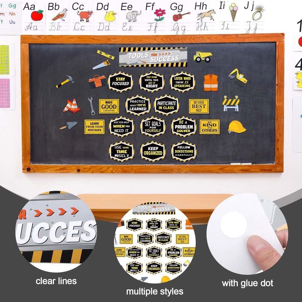76 Pcs Construction Bulletin Board Decoration for Back to School Under ...