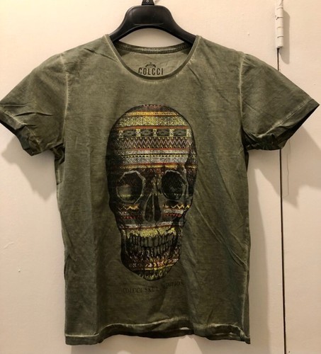 Vintage - Colcci Unisex T-Shirt Size XS Green - Skull - Brazil - Rare ...
