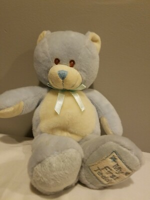 2010 TOYS R US 12" Plush MY FIRST TEDDY Bear BLUE White Baby Stuffed ...
