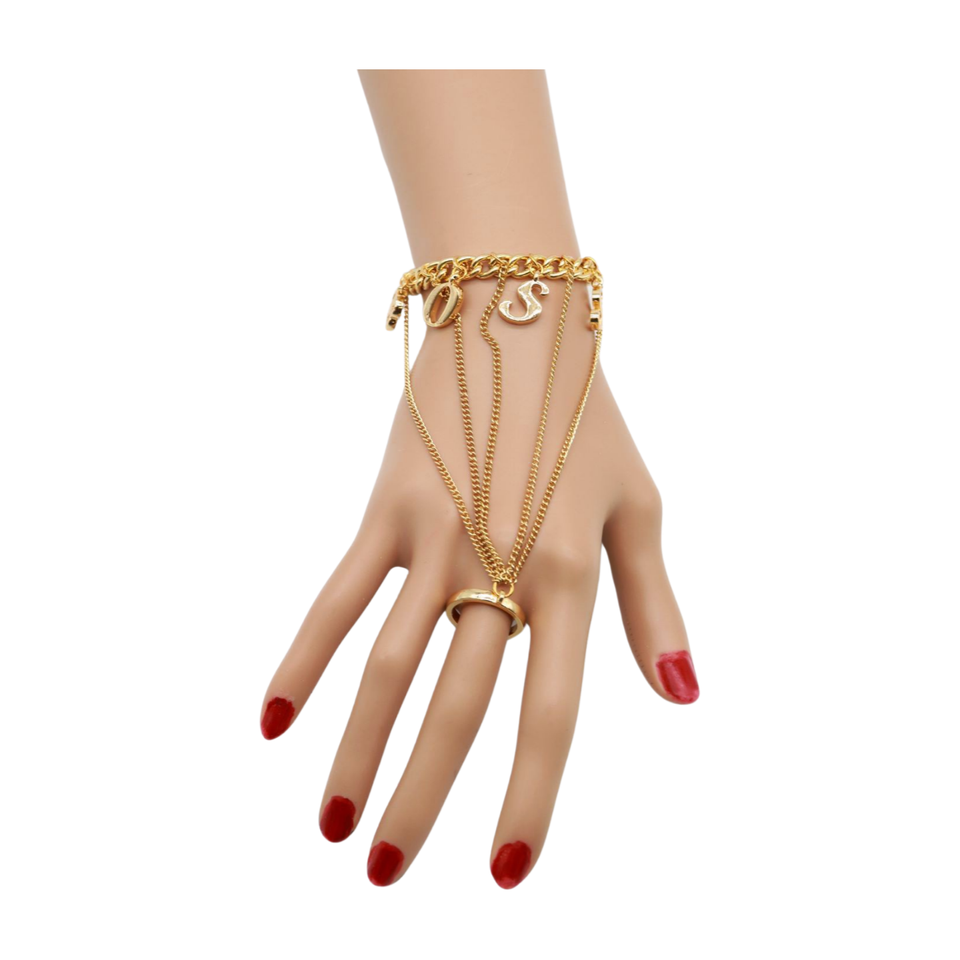 Women Gold Metal Hand Chain BOSS Cool Bracelet Ring Amazing Vibe ...