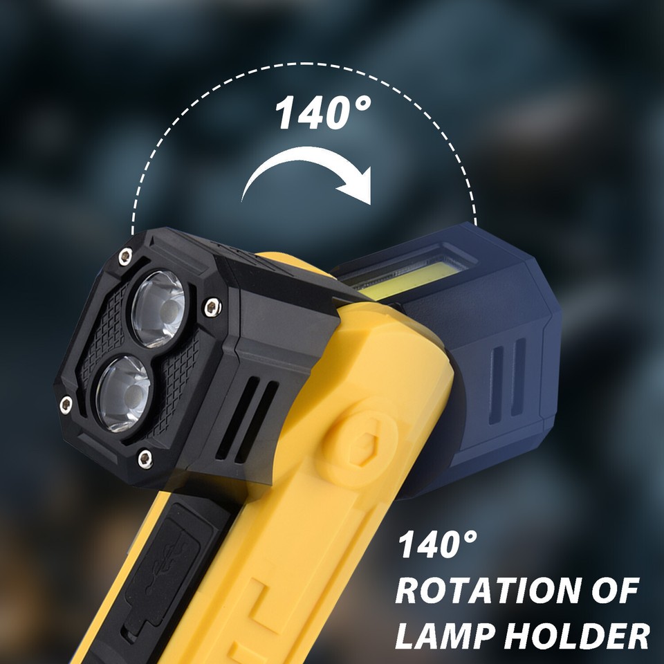 USB Rechargeable LED COB Work Light Mechanic Flashlight Torch Car ...