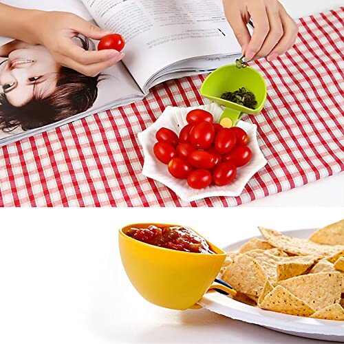 8 Pcs Plastic Dip Clip for Bowls Plates Sauce Holder for Spice Tomato ...