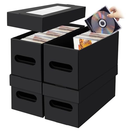 CD Storage Boxes,Cardboard CD Case Storage,CD Case Holder with 4 Pack ...