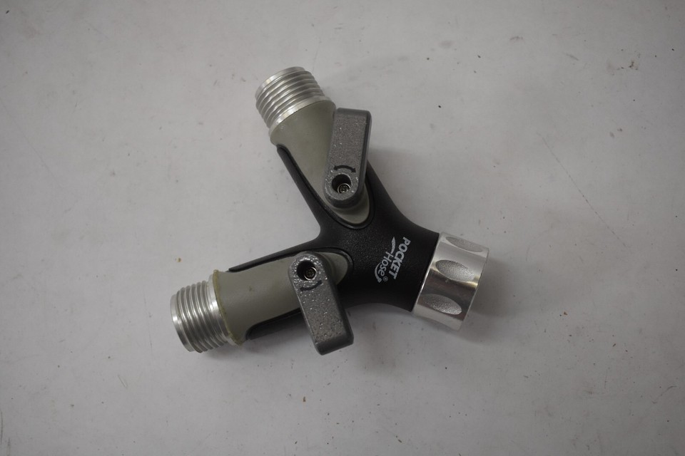 Pocket Hose Garden Hose Shut Off Valve Silver Bullet 2 Way Splitter | eBay