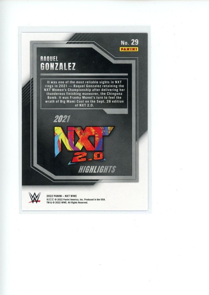 2022 Panini NXT 2.0 WWE Raquel Gonzalez Rodriguez #29 Highlights Silver ...