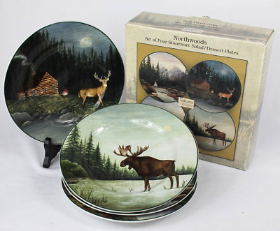 Set of 4 Sakura Northwoods Stoneware Salad Dessert Plates - David ...